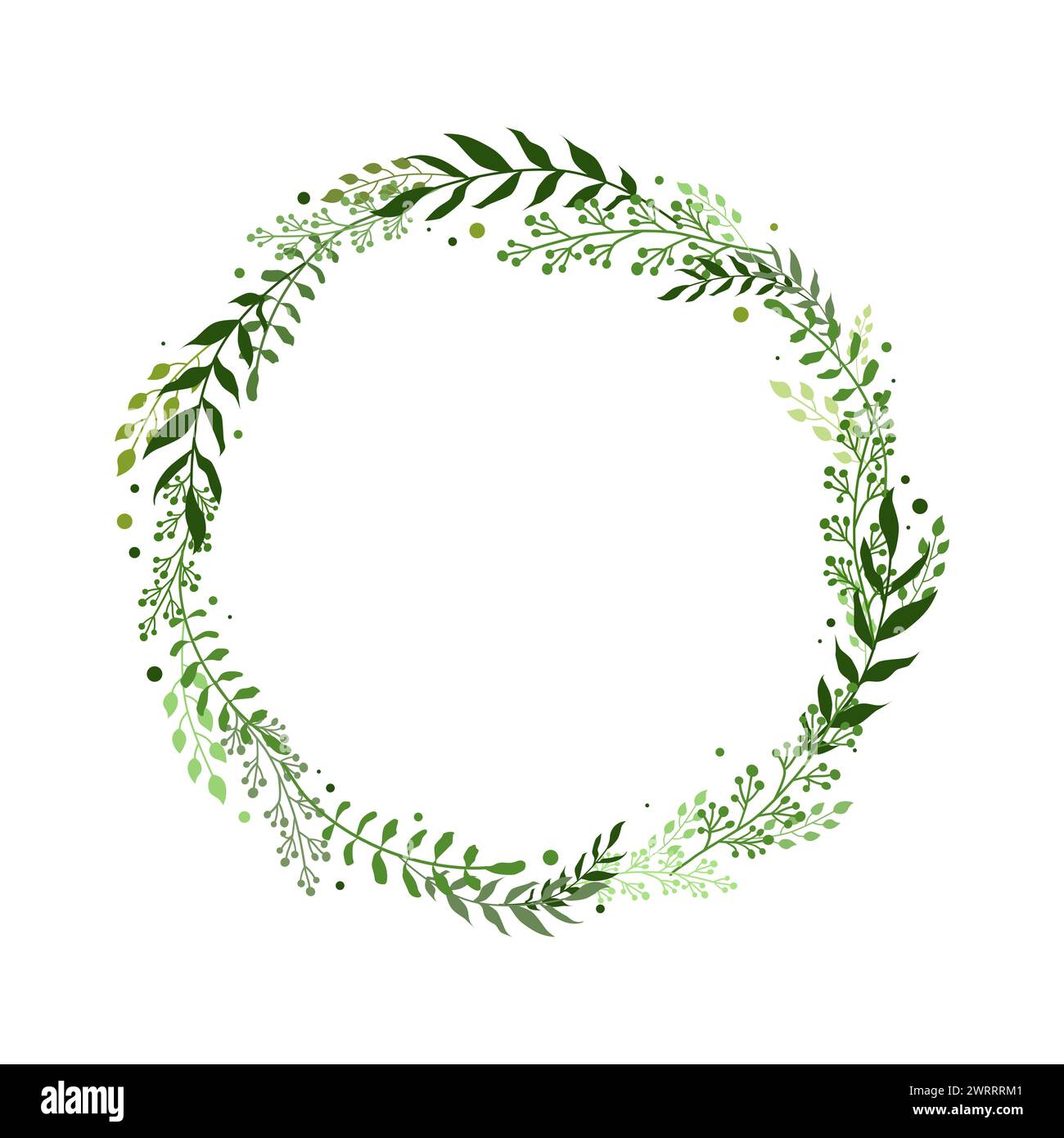 Spring round frame with sprigs of grass for words and text. Vector ...