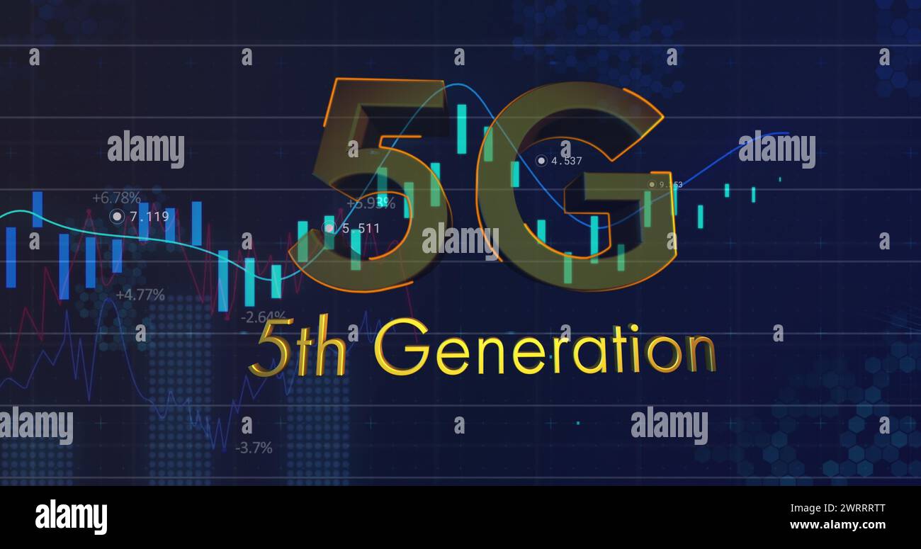 Image of 5g 5th generation text over statistics and data processing Stock Photo - Alamy