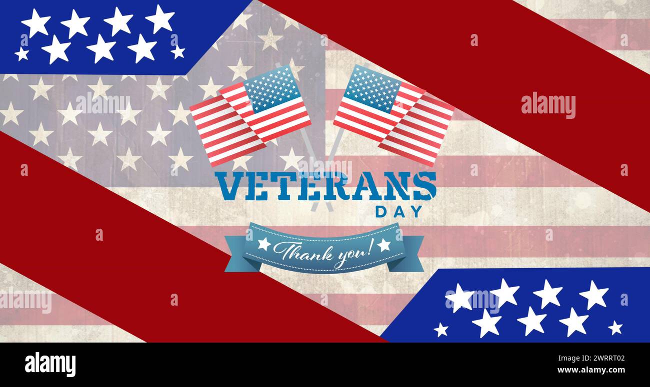 Composition of veterans day text, with stars and stripes and two ...
