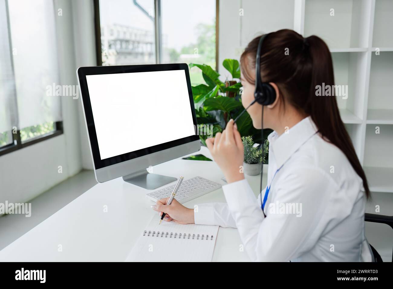 Customer service, woman and happy call center agent giving advice ...