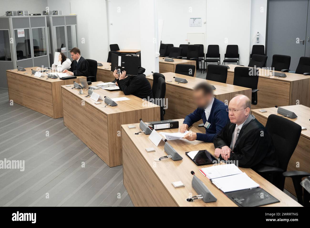 Dresden, Germany. 14th Mar, 2024. The defendants (l, M and 2nd from ...