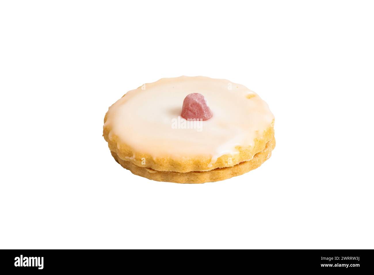 The Scottish bakery product of an Empire biscuit on a white background ...