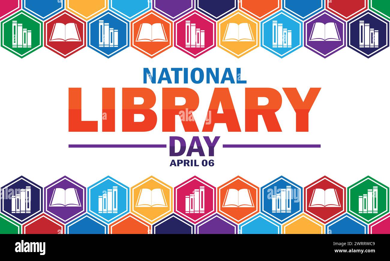 National Library Day wallpaper with shapes and typography. National ...