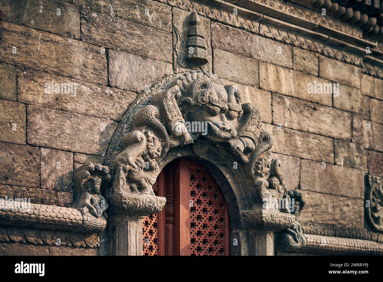 Bas relief mythical Snow Lion creature from Tibetan folklore in ...
