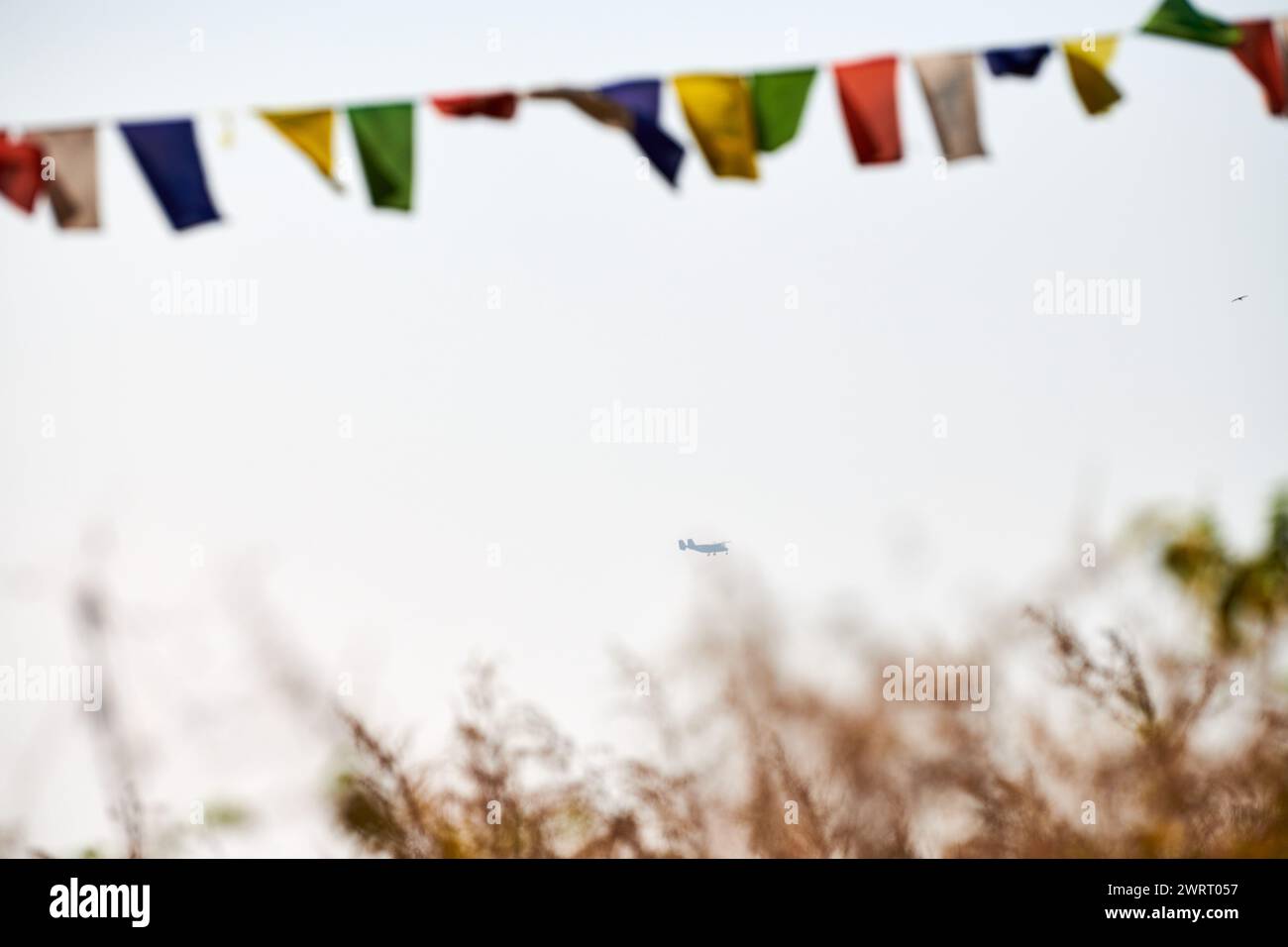 Colorful Tibetan prayer flags flutter ancient prayers into serene ...