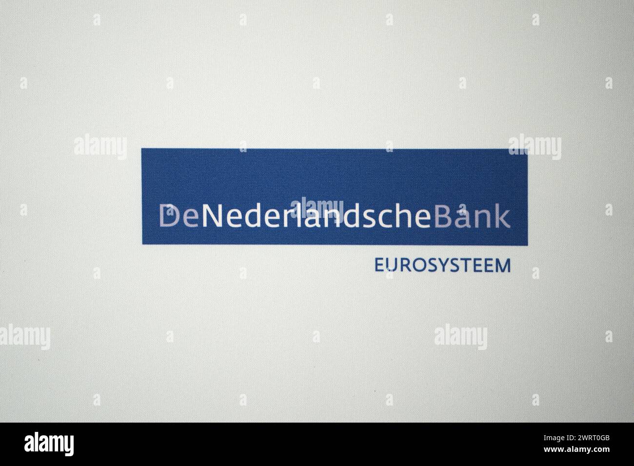 AMSTERDAM - The logo of De Nederlandsche Bank (DNB) during the press meeting about the 2024 ...