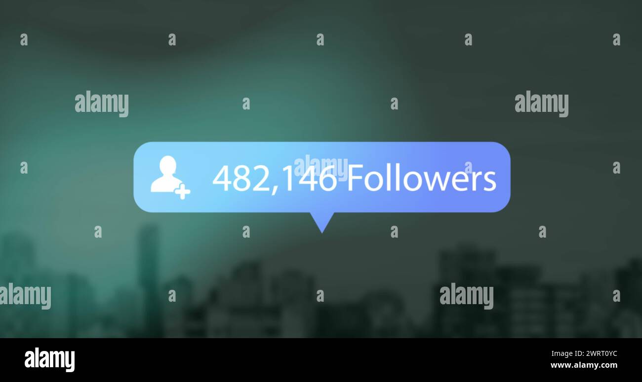 Image of profile icon with increasing followers on speech bubble ...