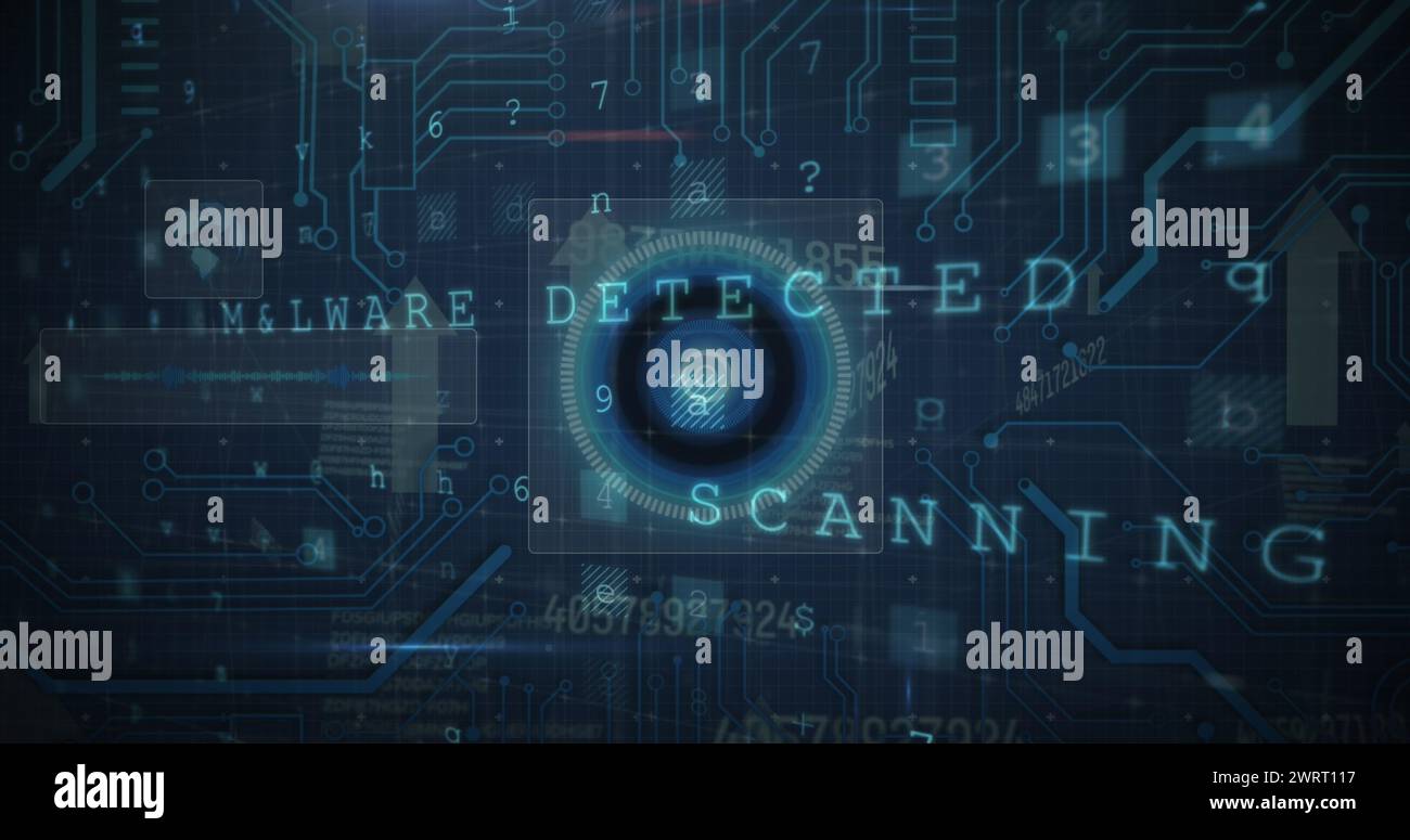 Image of scope scanning and data processing on black background Stock Photo - Alamy