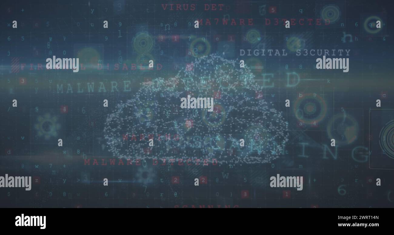 Image of scope scanning with icons and data processing on black ...