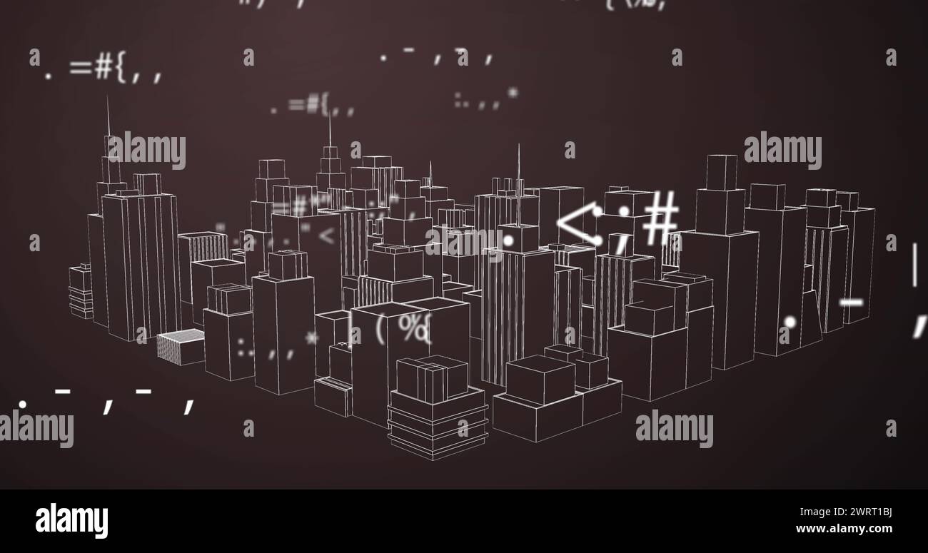 Image of numbers changing over spinning 3d model of city Stock Photo ...
