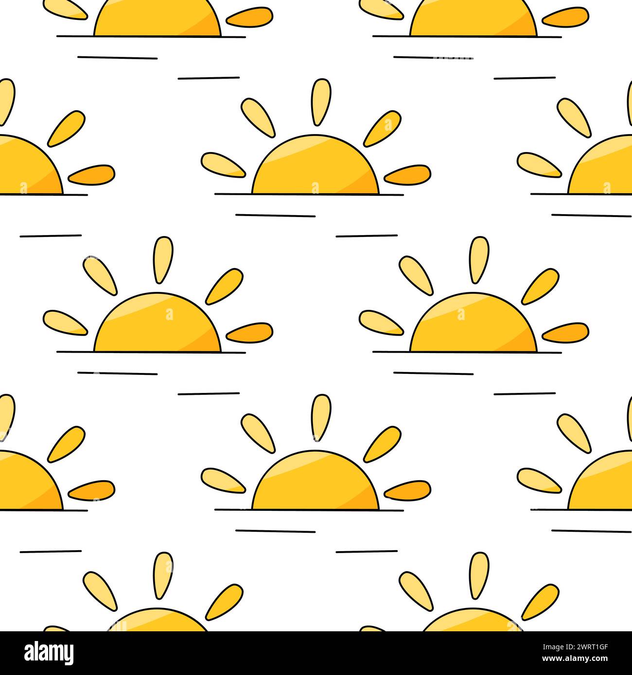 Sunny weather. Summer seamless pattern. Warm bright background. Sun ...