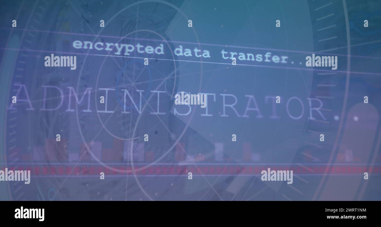 Image of administrator text with financial data transfer process on ...