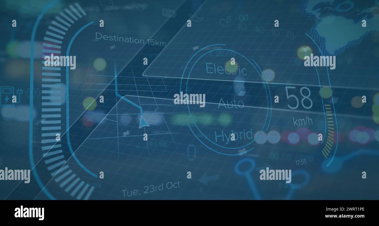 Image of financial data with speedometer on digital interface Stock ...