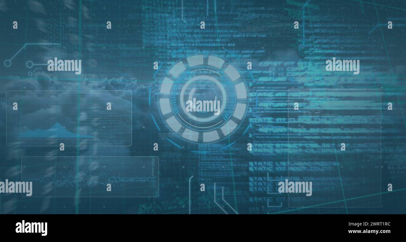 Image of hud with financial data processing on digital interface with coding Stock Photo - Alamy