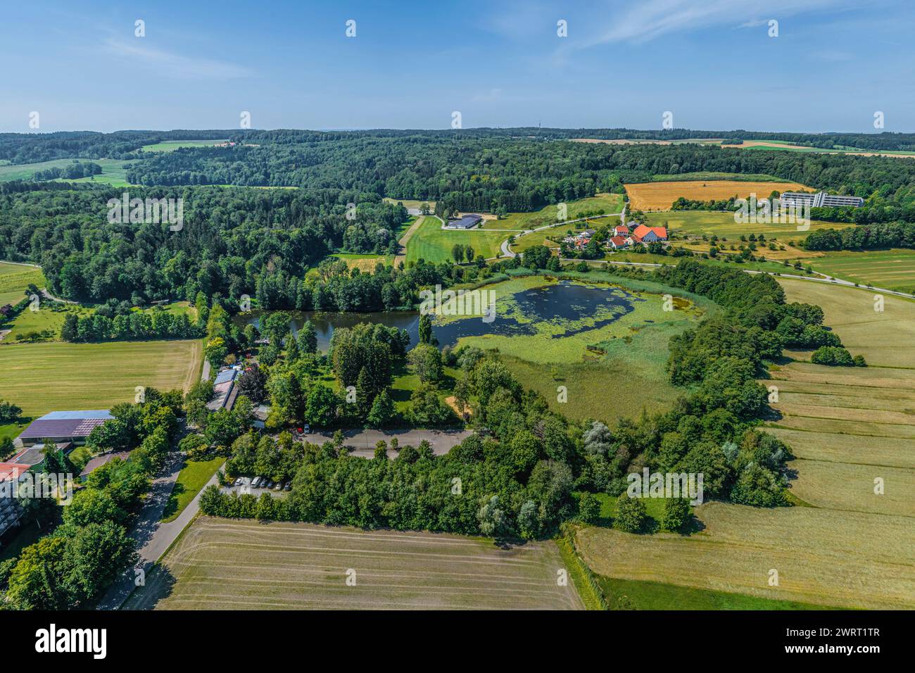 The Bad Schussenried region in Upper Swabia around Lake Zell from above ...