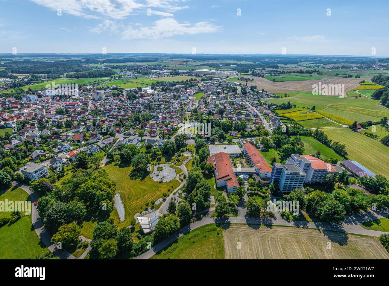 The Bad Schussenried region in Upper Swabia around Lake Zell from above ...