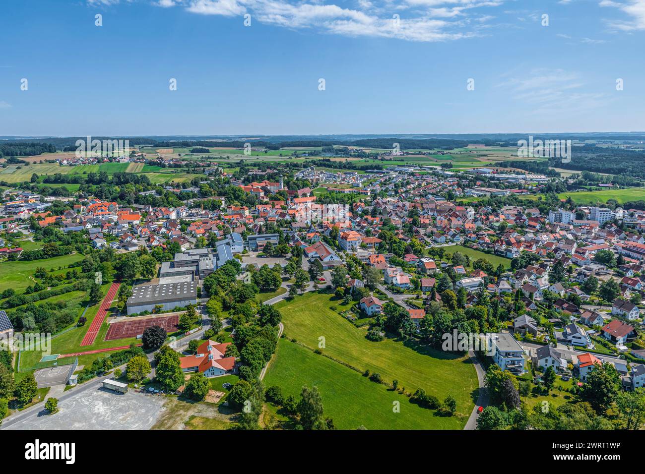 The Bad Schussenried region in Upper Swabia around Lake Zell from above ...