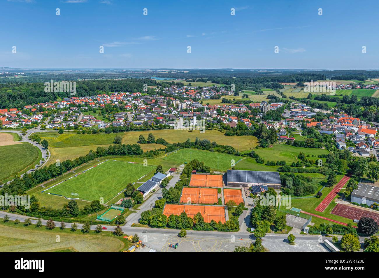 The Bad Schussenried region in Upper Swabia around Lake Zell from above ...