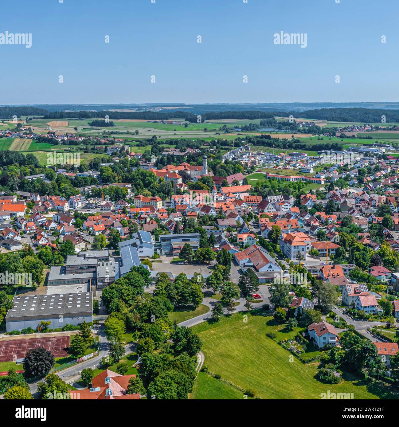 The Bad Schussenried region in Upper Swabia around Lake Zell from above ...