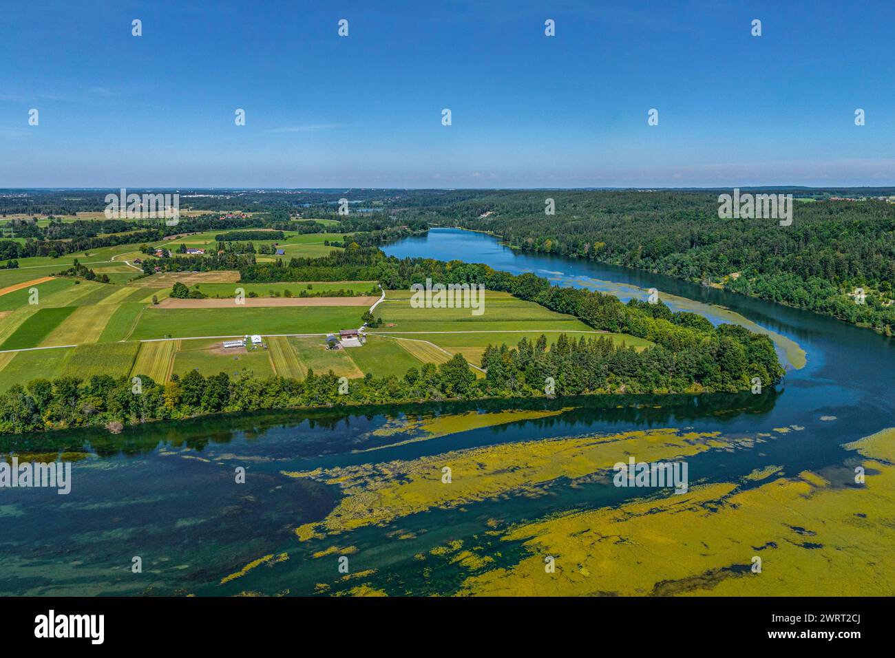 The Lech Valley near Mundraching in Upper Bavaria from above Stock ...