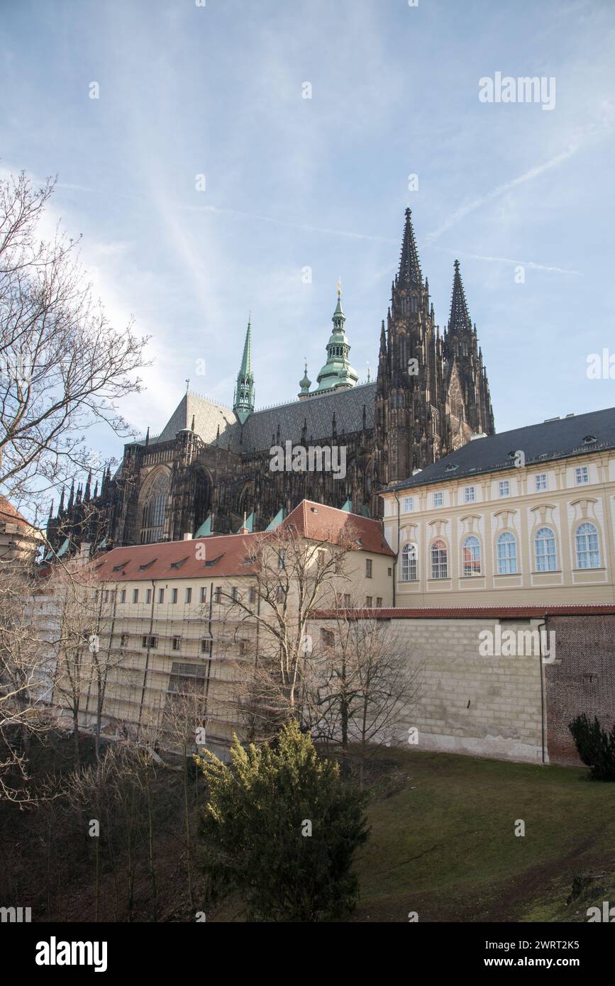 Famous Prazsky hrad with Katedrala sv. Vita in Ptaha city in Czech ...
