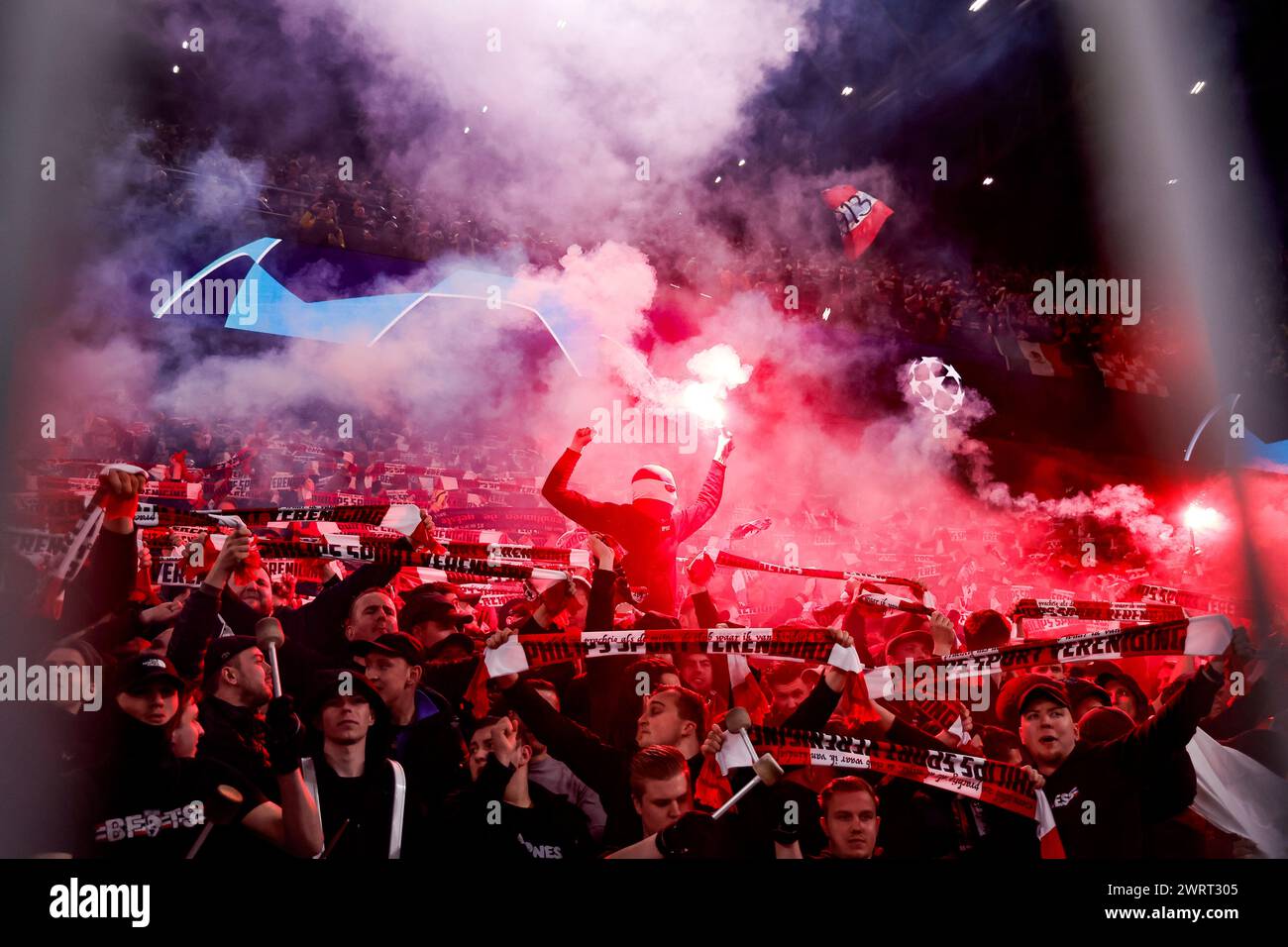 DORTMUND , GERMANY - MARCH 13: fans of PSV with pyro during the UEFA ...