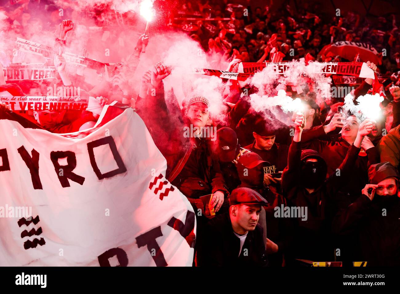 DORTMUND , GERMANY - MARCH 13: fans of PSV with pyro during the UEFA ...