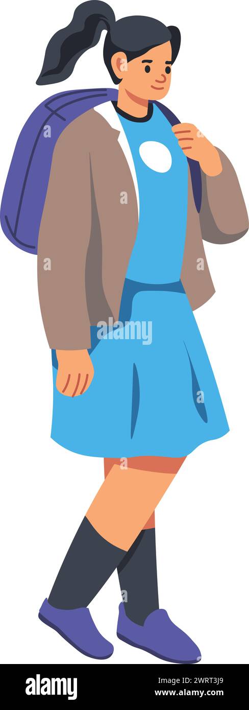Girl character in uniform with rucksack vector Stock Vector Image & Art ...
