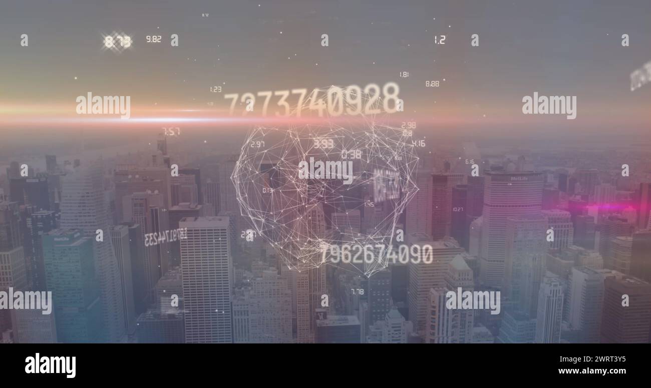 Image of data processing over cityscape Stock Photo - Alamy