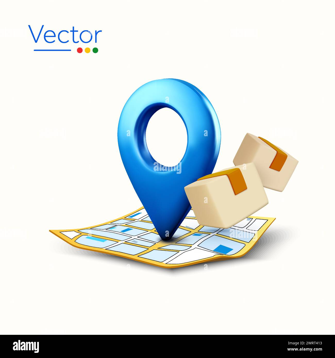 3d suitcase or luggage, palm or coconut tree, map marker, pin icon ...