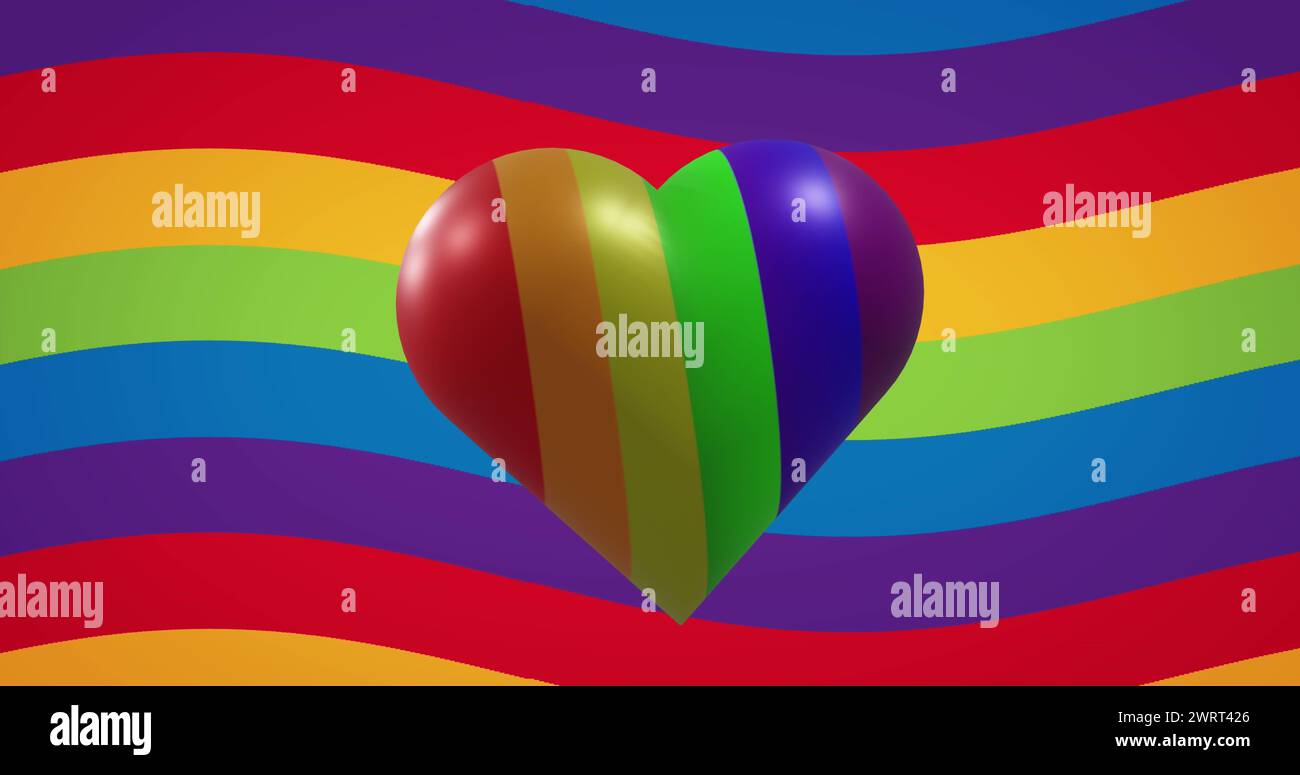 Image of rainbow heart over rainbow background. Pride month, lgbt ...