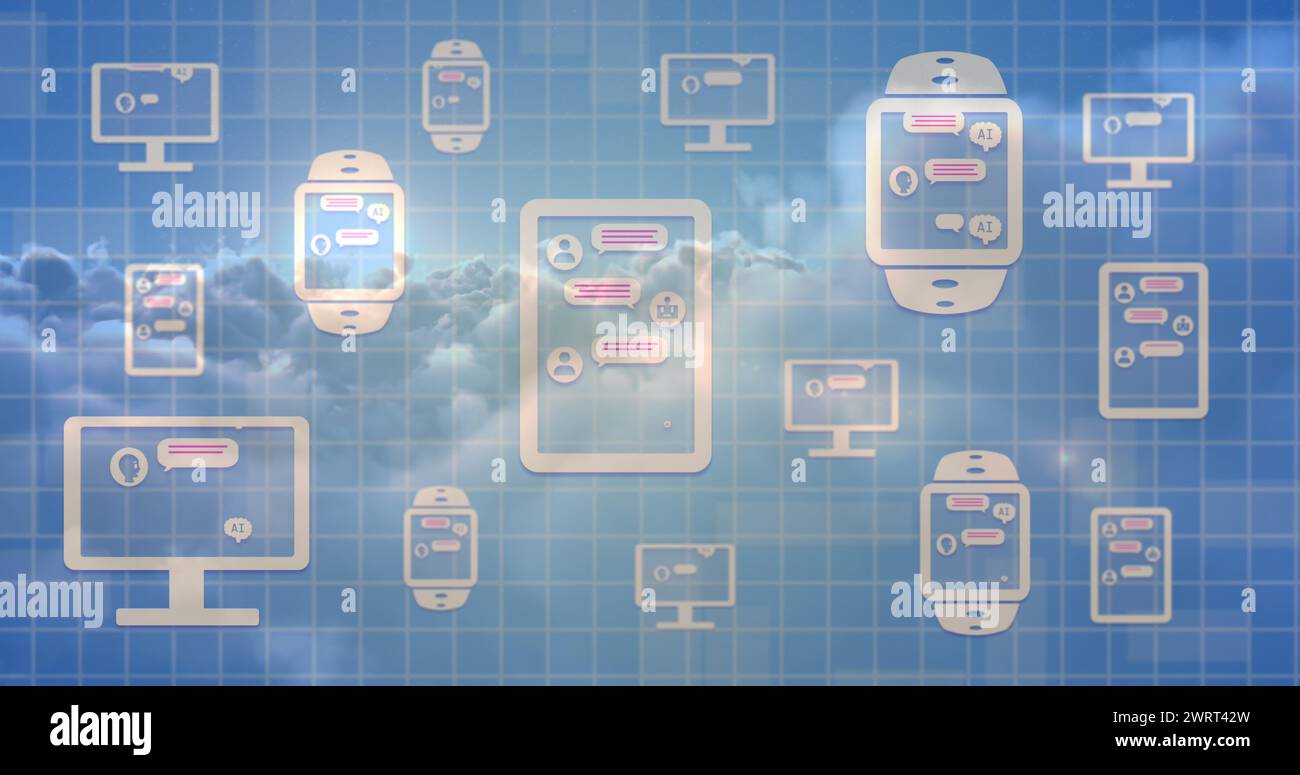 Image of desktop showing online ai chat processing on electronic ...