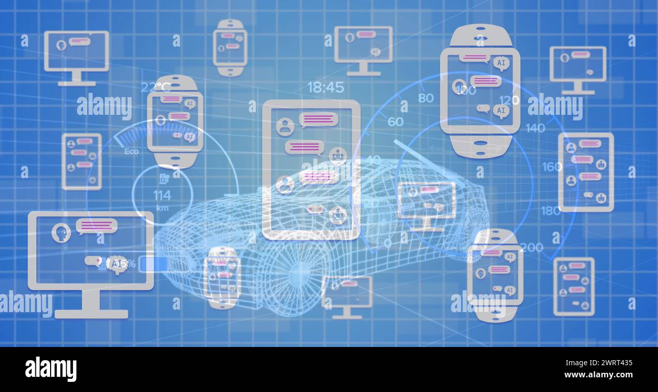 Image of desktop showing online ai chat processing on electronic ...