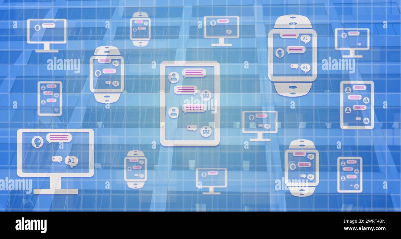 Image of desktop showing online ai chat processing on electronic ...