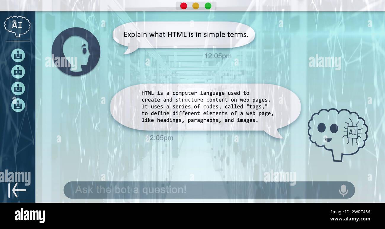 Image of online ai chat processing over computer servers Stock Photo ...
