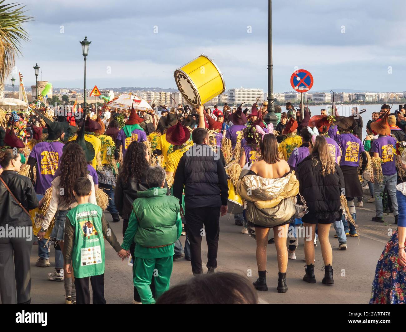 Thessaloniki, Greece carnival parade participants in costumes. Teams on ...