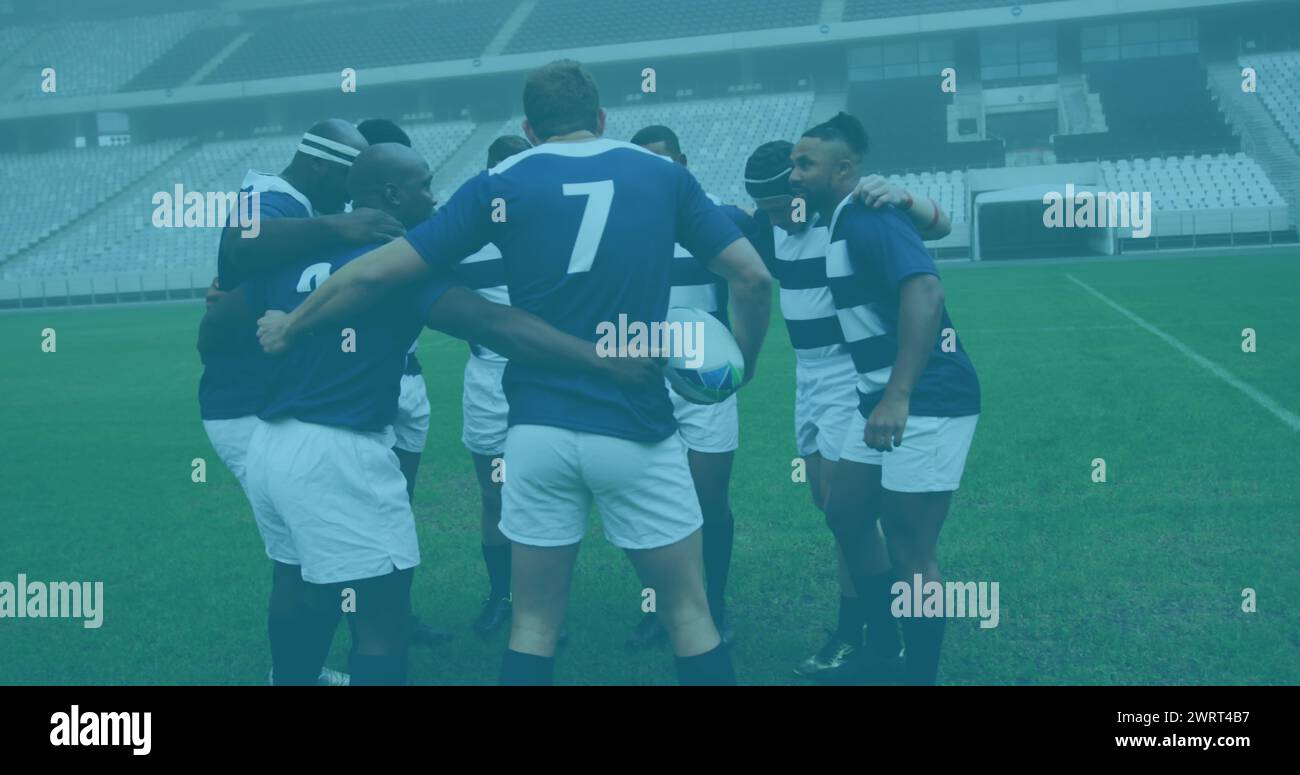 Image of statistics over rugby players Stock Photo - Alamy