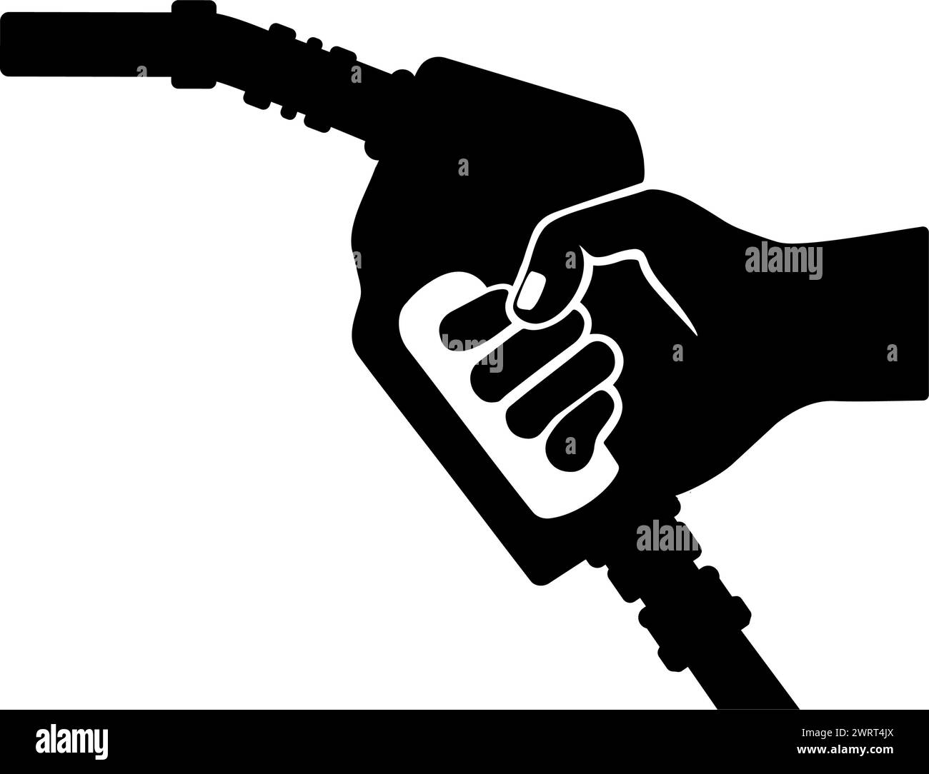 Hand holding fuel pump silhouette. Vector illustration Stock Vector ...