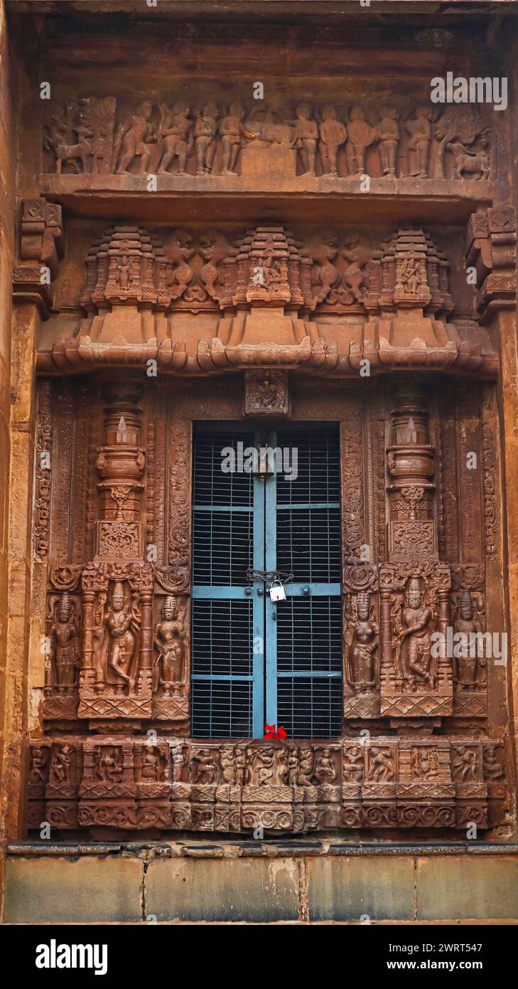 Shrine door with Shiva-ardhanareeshvara in the central niche and ...