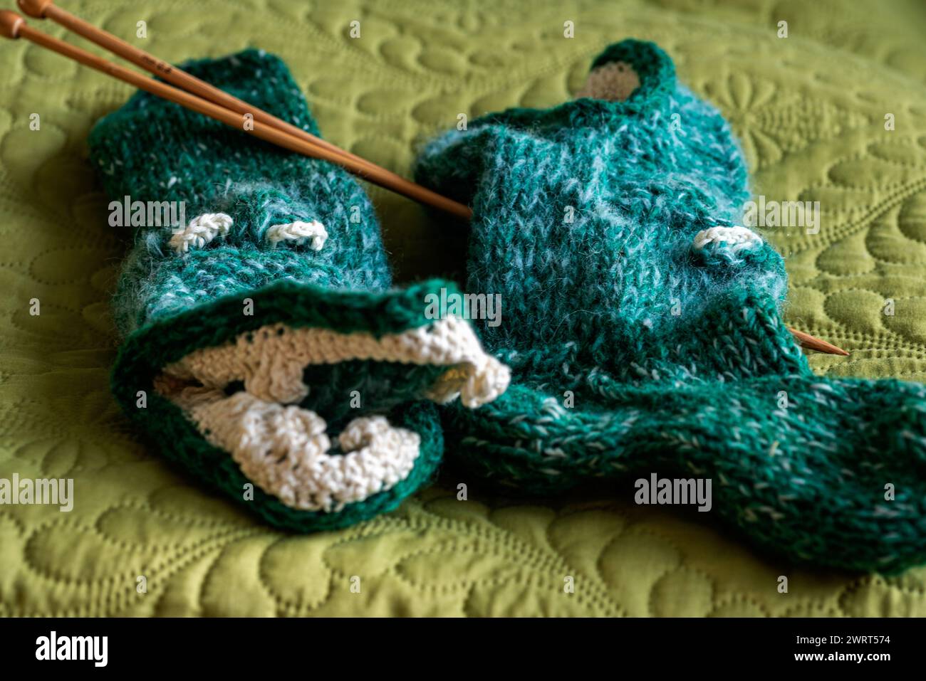 knitted socks, colored thread thread and needles, knitted in the Magic ...