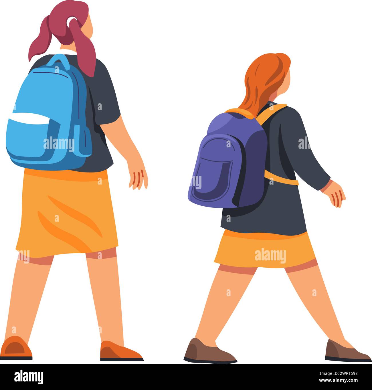 Female kids children student students walking Stock Vector Images - Alamy