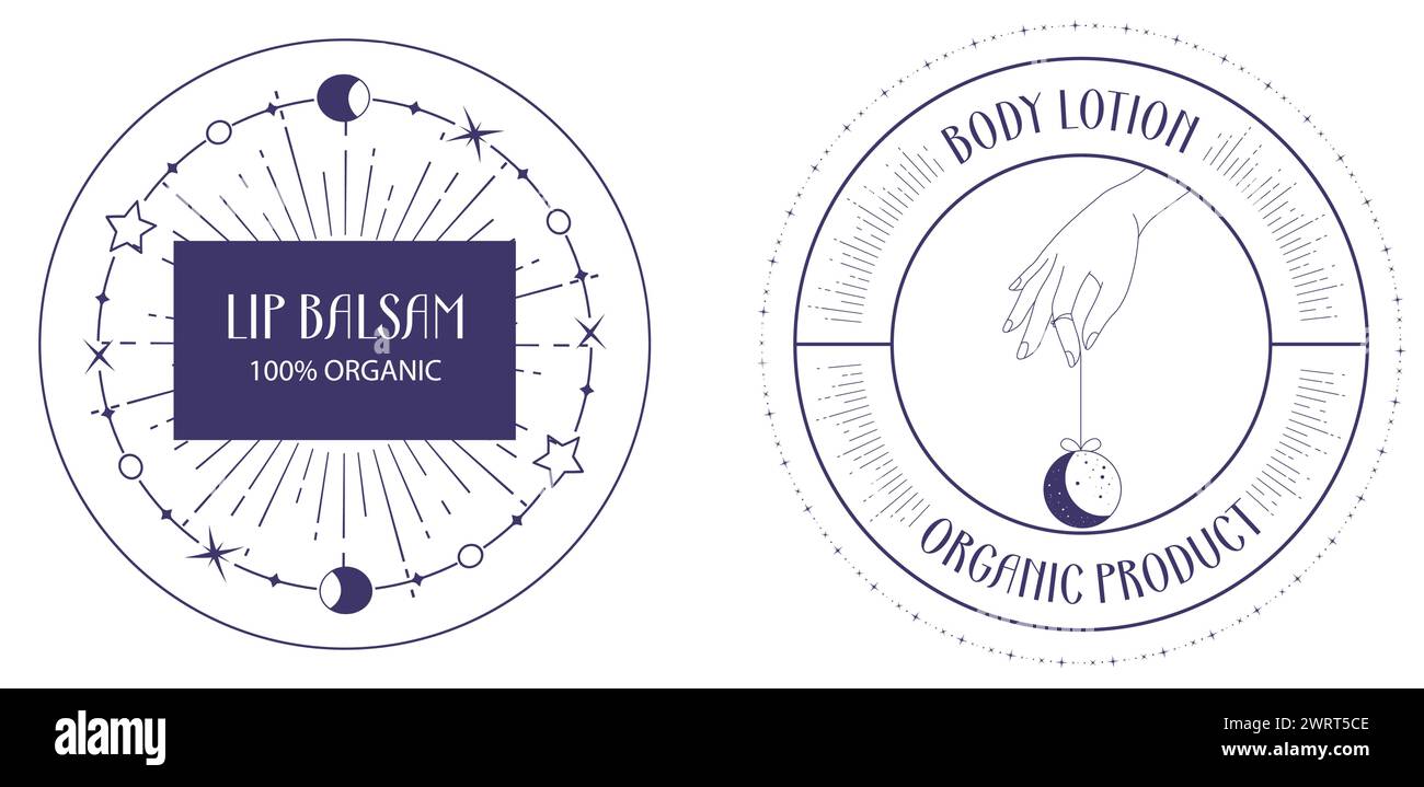 Lip balsam and body lotion organic product logos Stock Vector Image ...