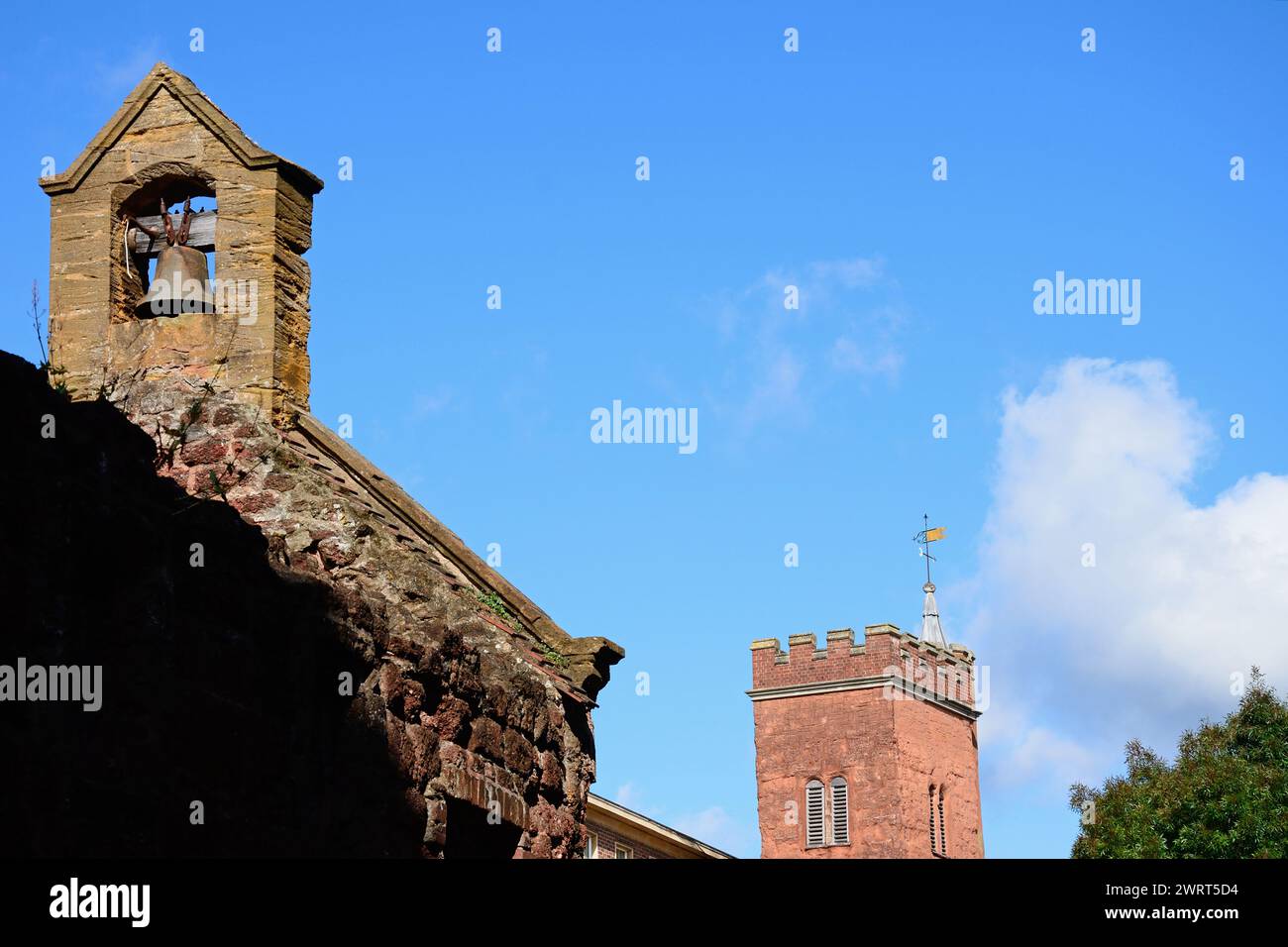 St Catherines chapel bell tower ruins in the city centre, Exeter, Devon ...