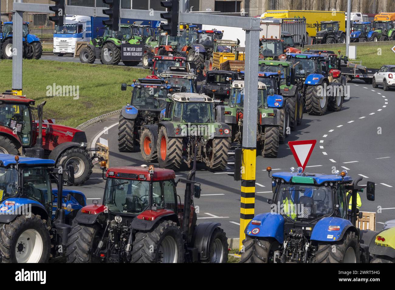 Gent, Belgium. 14th Mar, 2024. Tractors are seen at the 'Turborotonde ...