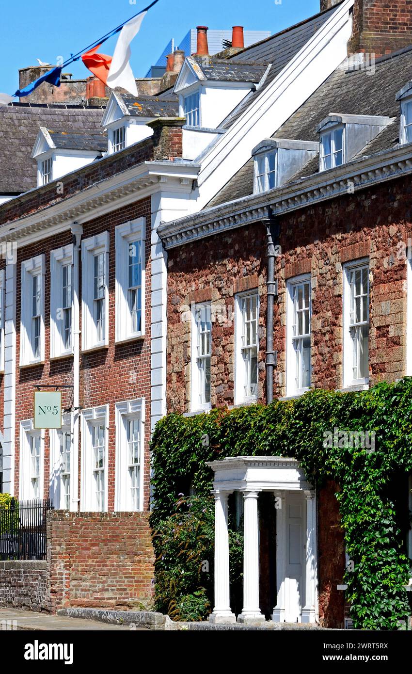 Traditional buildings along Cathedral Close in the city centre, Exeter ...