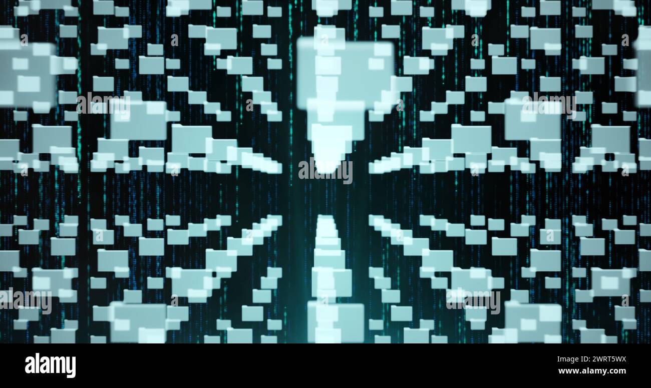 Image of data processing and files over black background Stock Photo ...