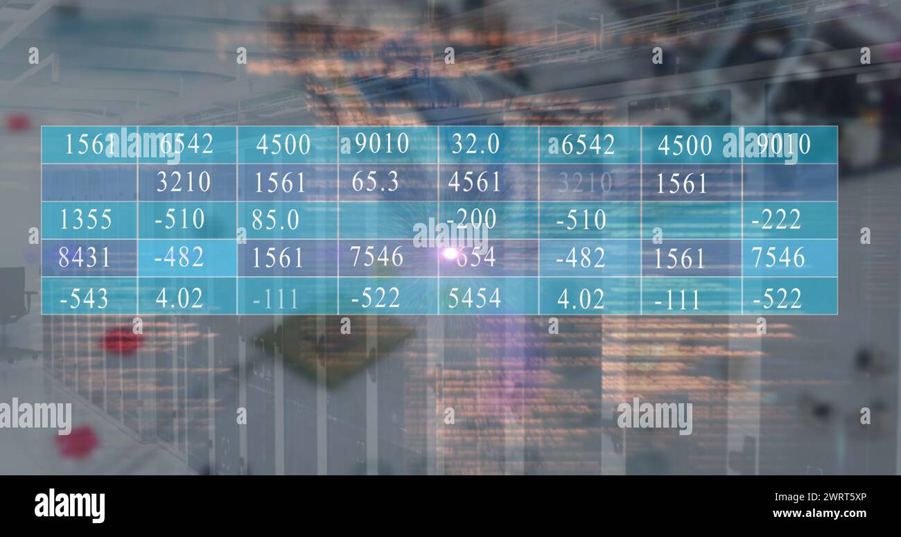Image of light spot and data processing against empty server room Stock ...