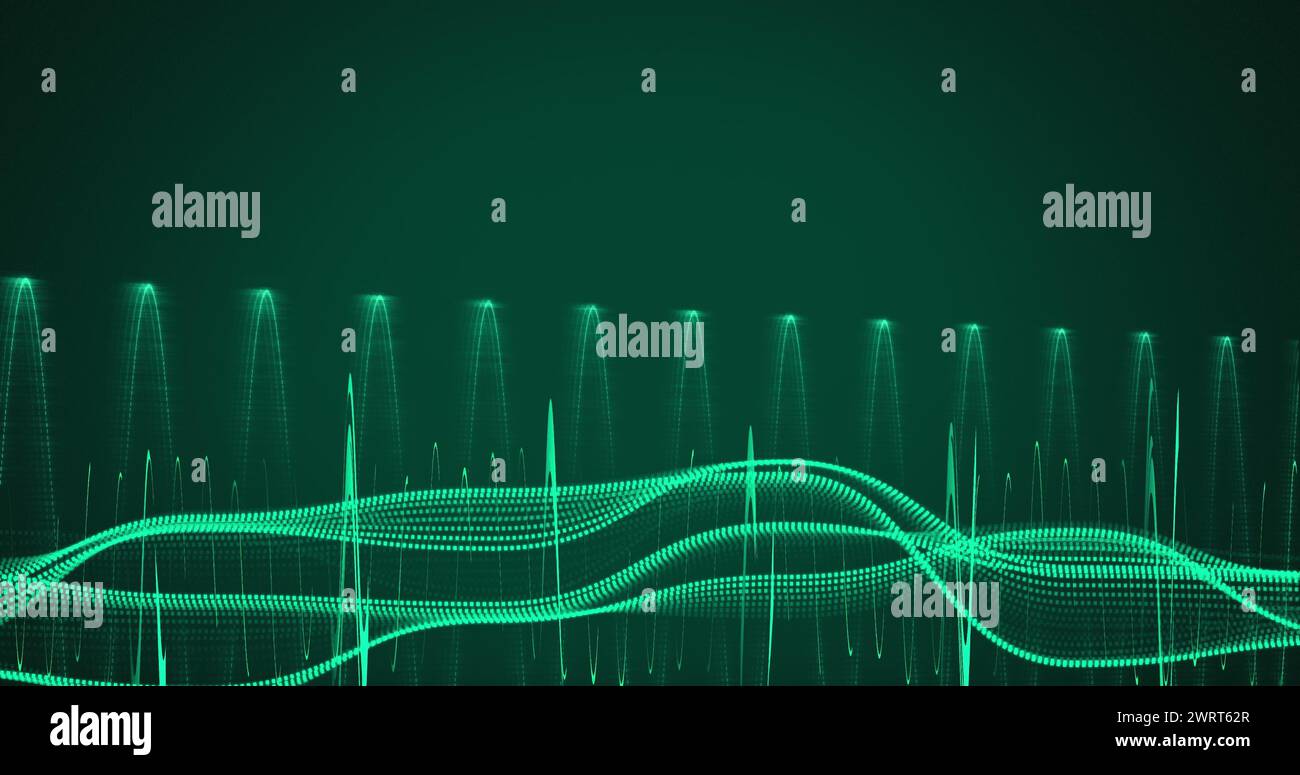 Image of data processing and light trails on black background Stock ...