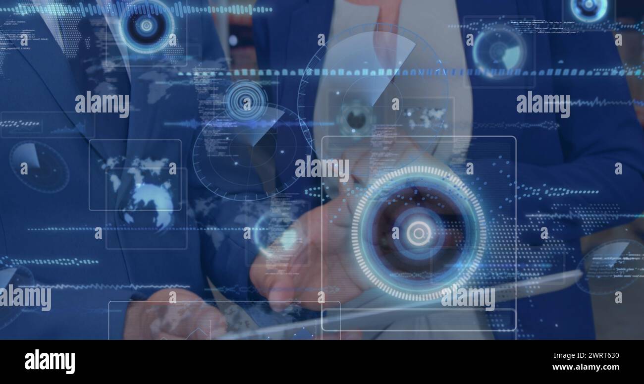 Image of data processing with scope scanning over diverse workers using tablet in warehouse ...