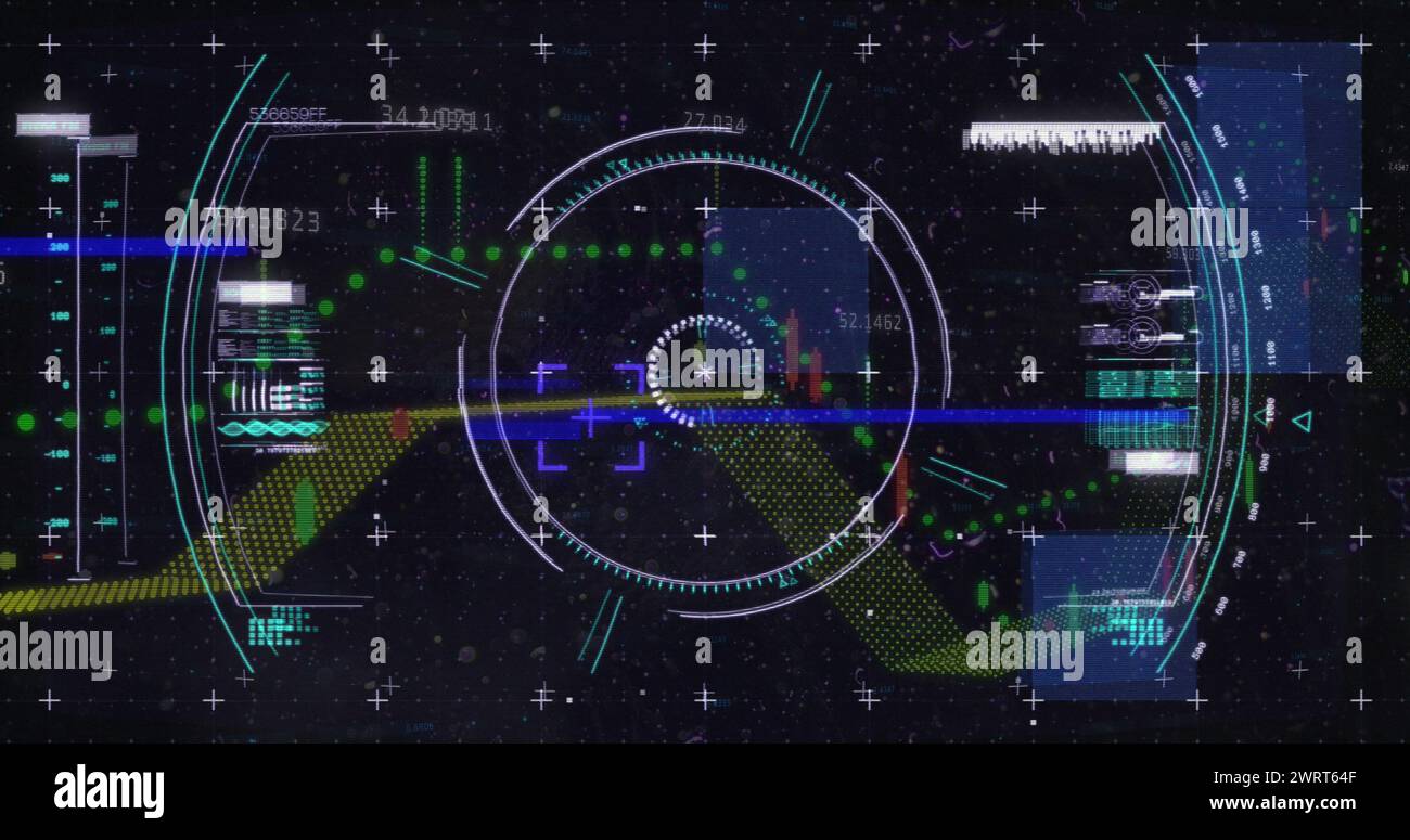Image of scope scanning and financial data processing Stock Photo - Alamy